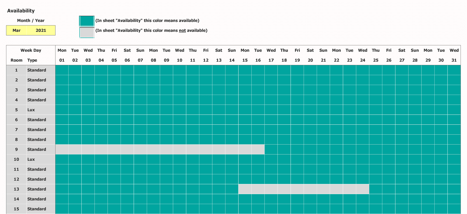 Hotel Booking Excel Template - Easy to Use Template for Hotels ...