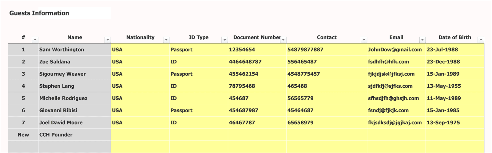 Hotel Booking Excel Template - Easy to Use Template for Hotels ...